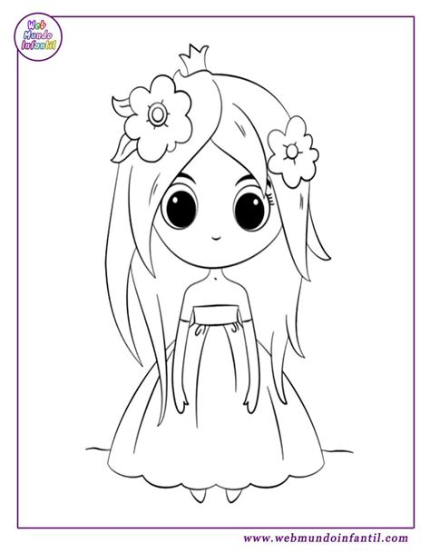 Dibujos kawaii de niñas para colorear Imprimir y pintar