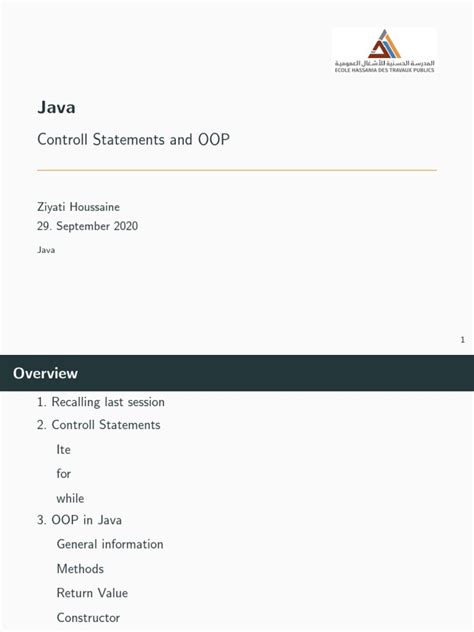 oop concepts in java controlling statements classes methods constructors and an enrollment