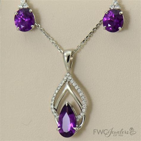 Royal Purple Garnet Pendant Earrings Garnet Pendant White Gold