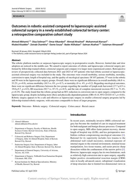Outcomes In Robotic Assisted Compared To Laparoscopic Assisted