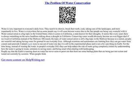 The Problem Of Water Conservation PPT