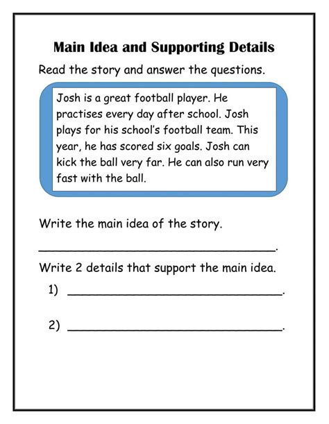 Identifying The Main Idea Worksheets