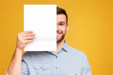 Man Holding Blank Piece Paper Stock Photos Free Royalty Free