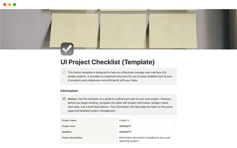 Ui Project Checklist Notion Template