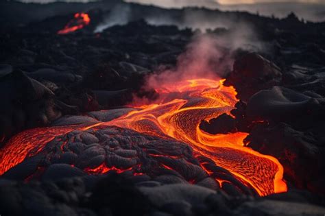 Flujo De Lava Del Flujo De Lava Foto Premium