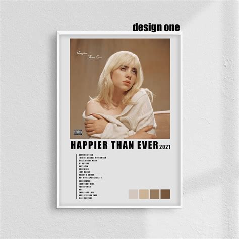 Billie Eilish HAPPIER THAN EVER Album Tracklist Poster Etsy UK