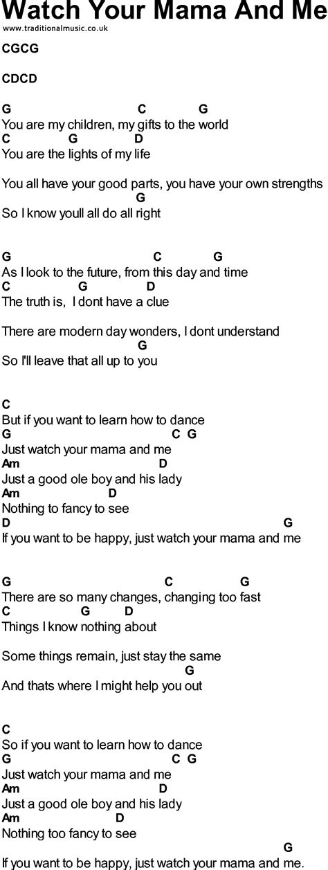 Bluegrass Songs With Chords Watch Your Mama And Me