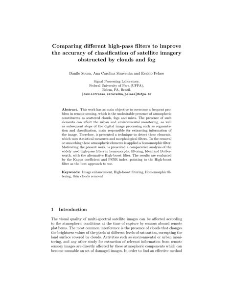 pdf comparing different high pass filters to improve the accuracy of classification of