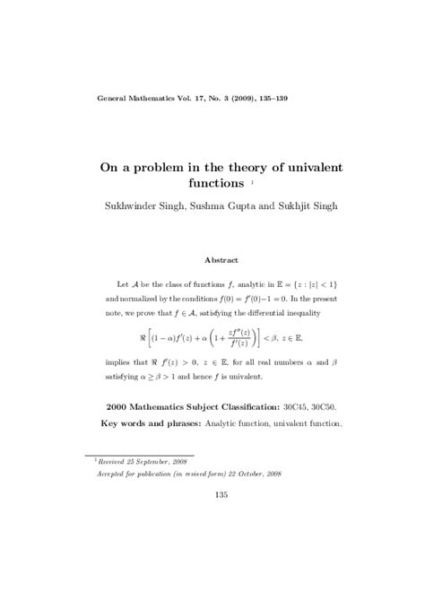 pdf a problem in the theory of univalent functions sushma gupta