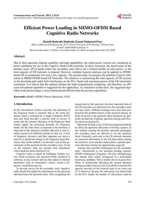 pdf efficient power loading in mimo ofdm based cognitive radio networks