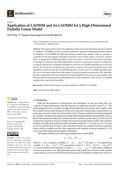 pdf application of ladmm and as ladmm for a high dimensional partially linear model