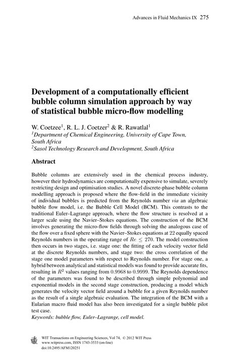 pdf development of a computationally efficient bubble column simulation approach by way of