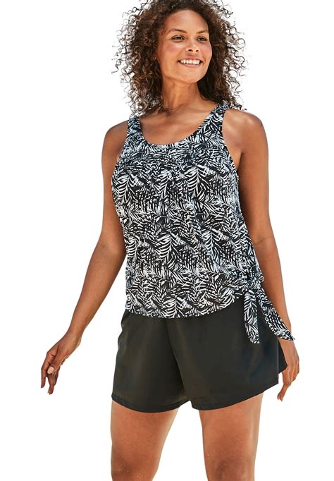 Swimsuits For All Women S Plus Size 2 Piece Blouson Swim Set 34 Black