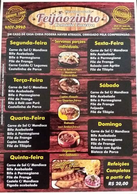 Menu em Feijãozinho Restaurante Comida Caseira Brasília