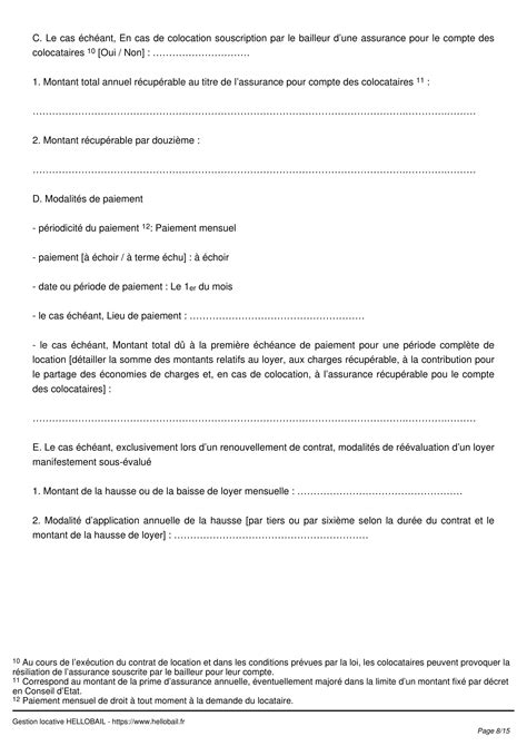 Bail de location meublée modèle PDF Word