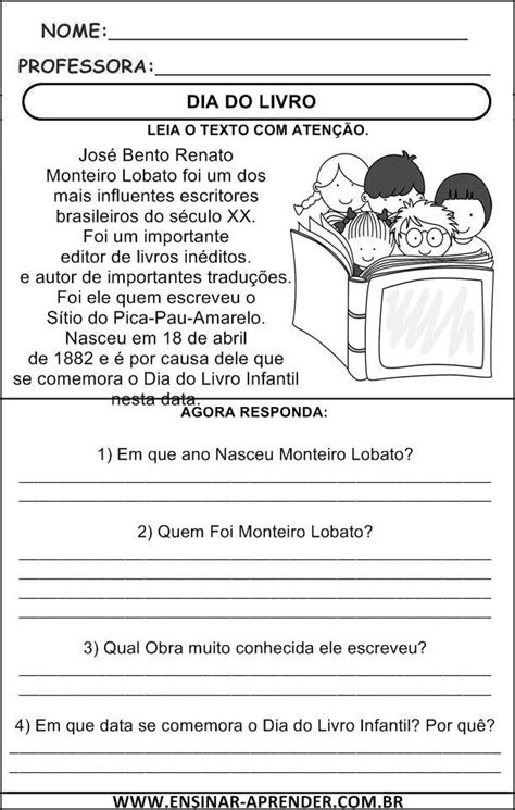 Atividades Dia Do Livro Infantil Monteiro Lobato вђ Sг Escola NBKomputer