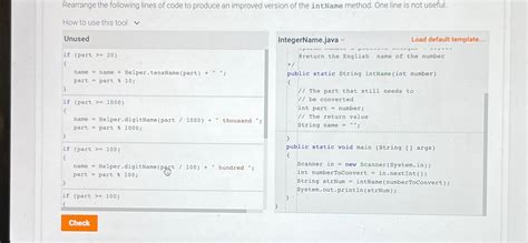 Solved Rearrange The Following Lines Of Code To Produce An Chegg