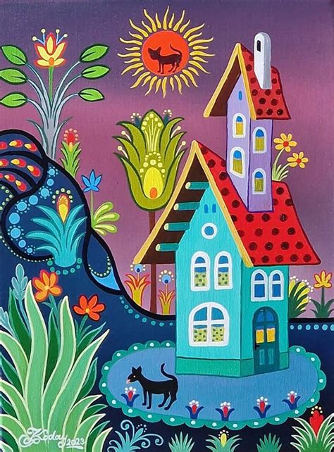 Naive Art Extraordinaire 40x30 cm Olaj vászon Naive art