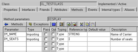 Creating Parameters For Methods SAP Library ABAP Workbench Tools