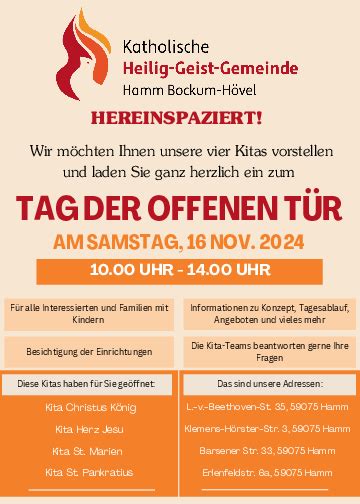 Tag der offenen Tür in unseren 4 Kitas Heilig Geist Hamm Bockum Hövel