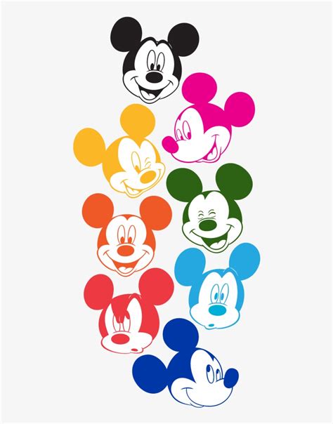 Mickey Mouse Faces In Technicolor Colorful Mickey Mouse PNG Image