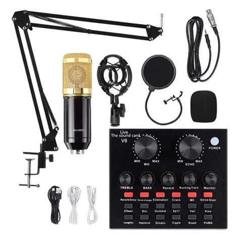 Kit Microfone Condensador Para Estúdio Lotus Bm800 Placa De Som