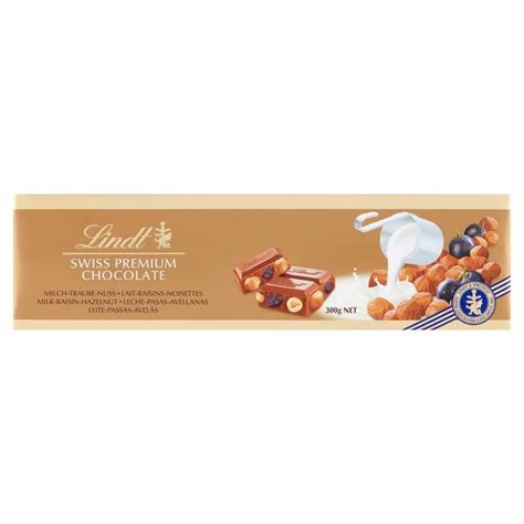 Lindt Szwajcarska czekolada mleczna z rodzynkami całymi orzechami