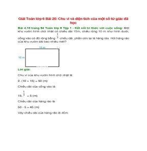 Mot Khu Vuon Hinh Chu Nhat Co Chieu Dai 15m Chieu Rong 10 M Nhu Hinh Duoi