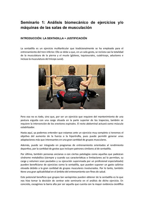 An Lisis Biomec Nico De La Sentadilla Seminario An Lisis