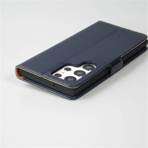 Fourre Samsung Galaxy S23 Ultra Flip Shierre Shann cuir véritable Bleu