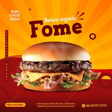 Hambúrguer Hamburguerias Social Media PSD Editável download Designi