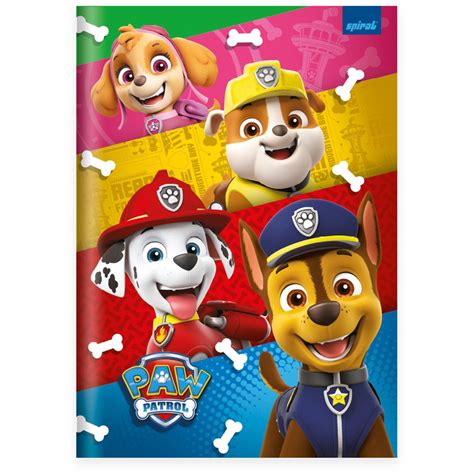 Caderno Capa Dura Costurado Folhas Patrulha Canina Paw Patrol
