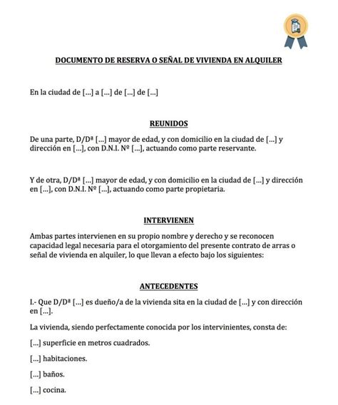 Modelo De Contrato De Reserva De Vivienda Entre Particulares