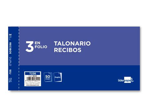 PLOTTER TALONARIO LIDERPAPEL RECIBOS 3 Fº ORIGINAL Y COPIA T236 SIN