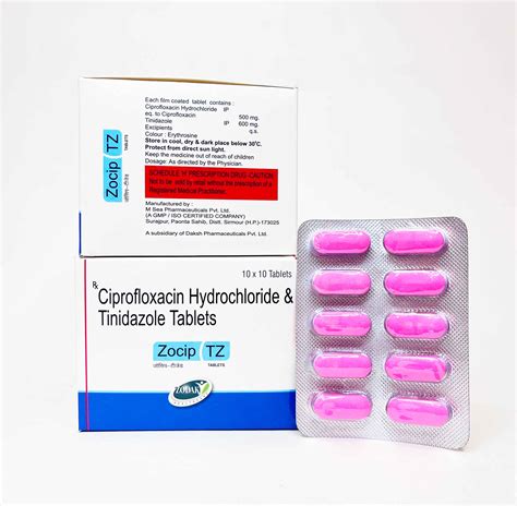 Zocip Ciprofloxacin Tinidazole Tablets