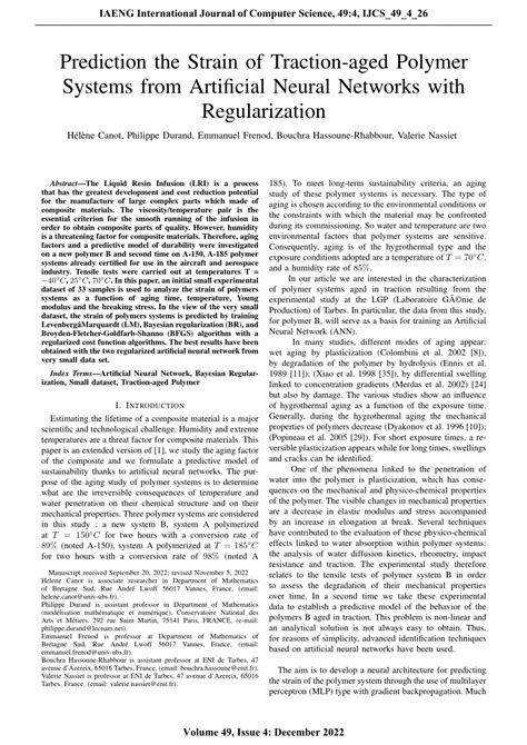 pdf prediction the strain of traction aged polymer systems from artificial neural networks