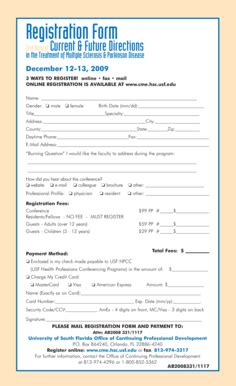 Fillable Online Cme Hsc Usf Printable Registration Form Continuing