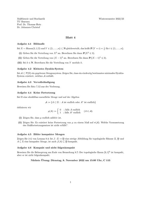 Mass Stoch Uebung Ws Ma Theorie Und Stochastik Wintersemester