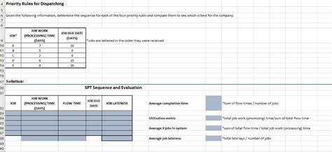 solved 4 priority rules for dispatching 6 given the