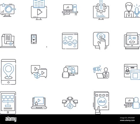 Scanner Line Icons Collection Document Images QR Code Barcode