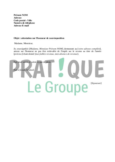Attestation Sur L Honneur De Non Polygamie D Claration Sur L Honneur