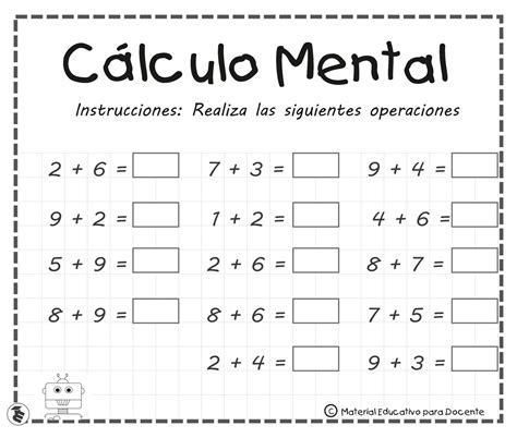 Cuadernillo Con Ejercicios De C Lculo Mental Para Ni Os A Os