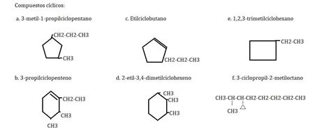 2 Escribo la estructura de los siguientes compuestos cíclicos a 3