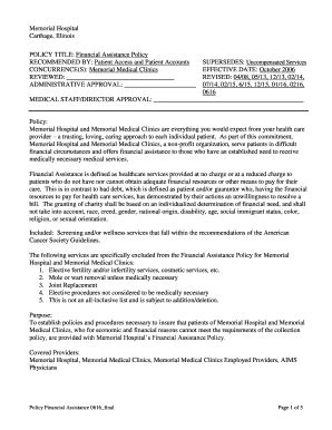 Fillable Online Financial Assistance Application Form Park Ridge