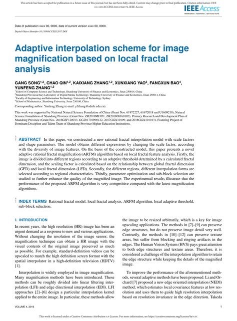 pdf adaptive interpolation scheme for image magnification based on local fractal analysis