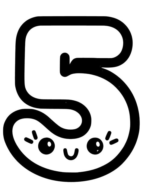 Desenhos de Número 5 Cinco para Colorir Pintar e Imprimir