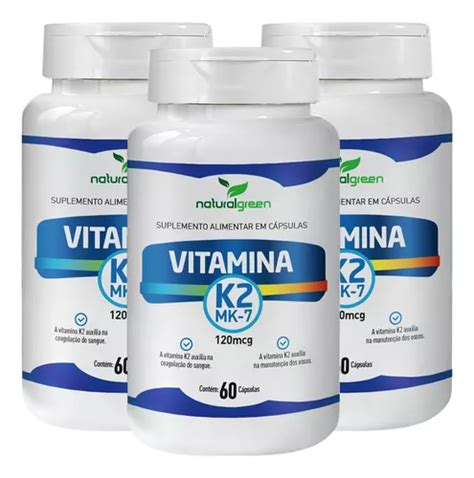 Vitamina K2 Mk7 Menaquinona 7 60 Cápsulas Kit 3 Potes Parcelamento