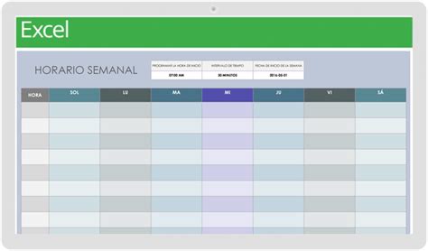 Plantilla De Horario De Semana De Excel
