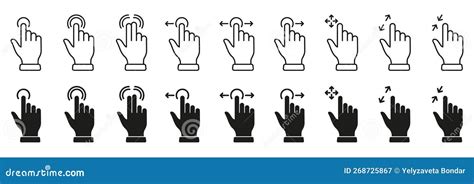 Computer Cursor Pointer Icon Set Hand With Finger Digital Mouse Click