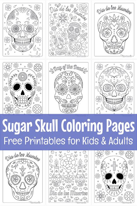 Sugar Skull Coloring Pages For Day Of The Dead